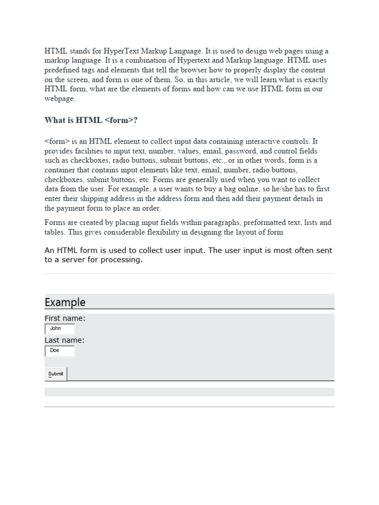 HTML Stands For HyperText Markup Language | PDF | Html | Html Element