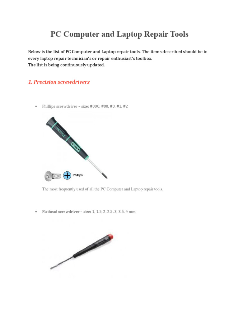 PC Computer and Laptop Repair Tools | PDF | Purified Water ...