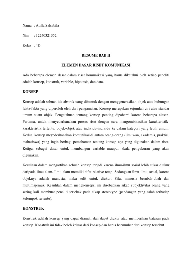 Resume Bab 2 Riset Komunikasi | PDF