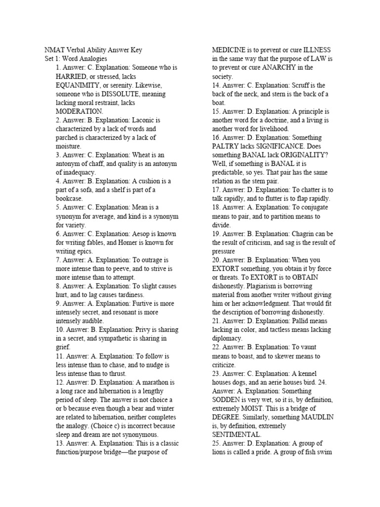 NMAT Answer Key | PDF | Latitude | Longitude