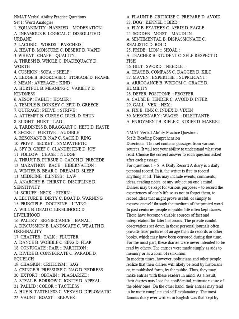 NMAT Practice Questions | PDF | Nonsteroidal Anti Inflammatory Drug