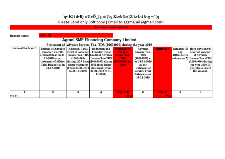 Br. Statement of Advance Income Tax - TDS (10604090) During The Year ...