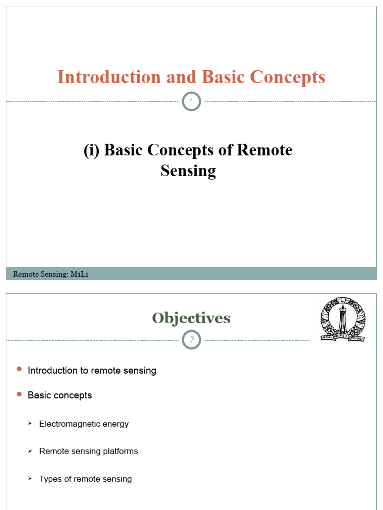 M1L1 Basic - Concepts | PDF | Electromagnetic Radiation | Remote Sensing