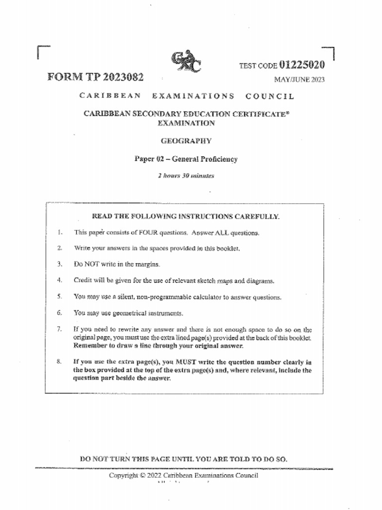 CSEC Geography P2 2023 | PDF