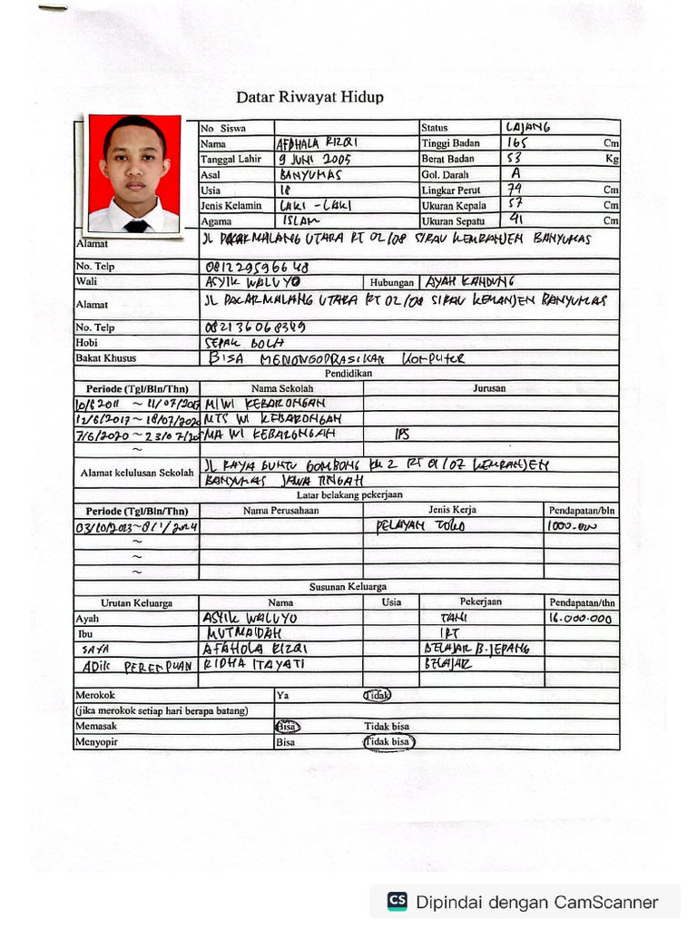 CV HOTARU AFDHOLA RIZQI | PDF