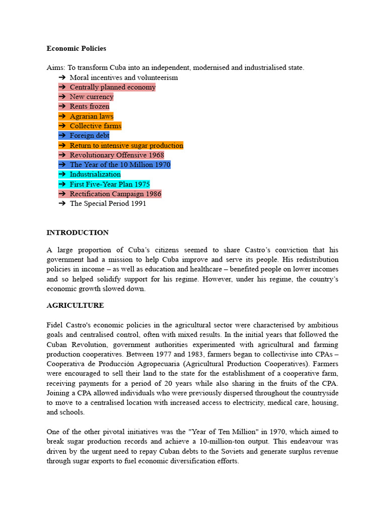 Castro's Economic Transformations | PDF | Cuba | Fidel Castro
