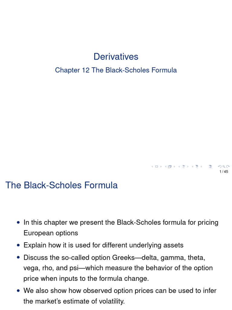 CH 12 The Black-Scholes Formula | PDF | Greeks (Finance) | Option (Finance)