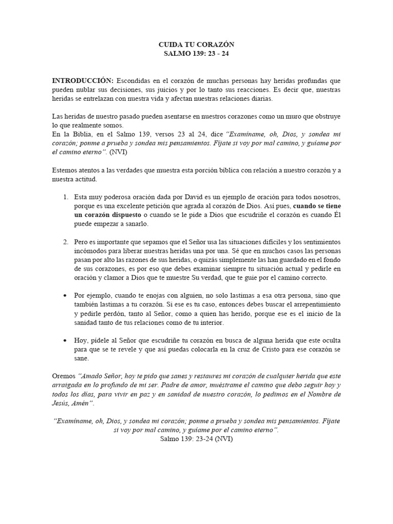 Cuida Tu Corazón (2) - 053128 | PDF | Oración | Salmos