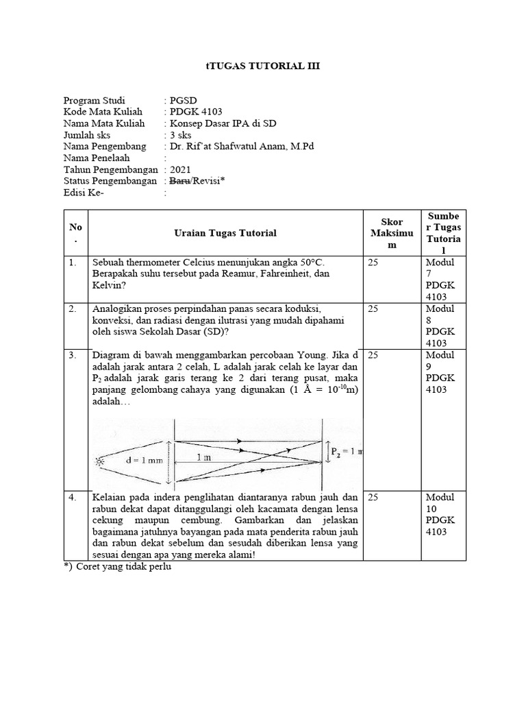 Tugas Tutorial Iii Konsep Dasar Ipa | PDF | Sains & Matematika