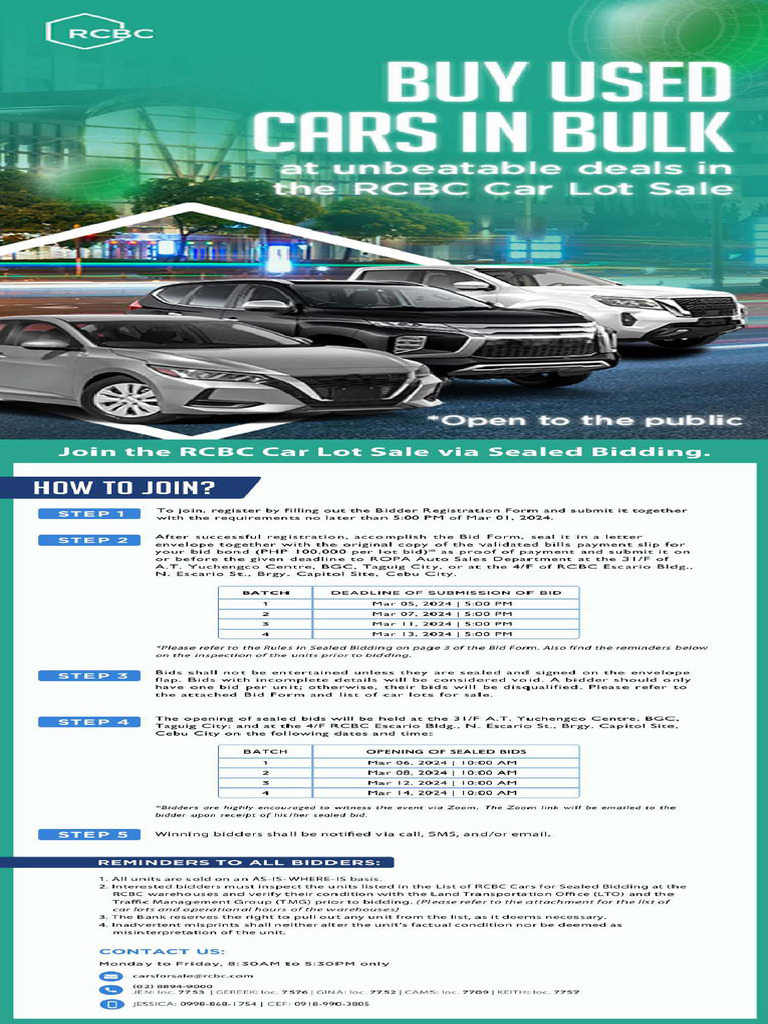 Car Lot Sale Feb 2024 Batch 1 | PDF | Auction | Car