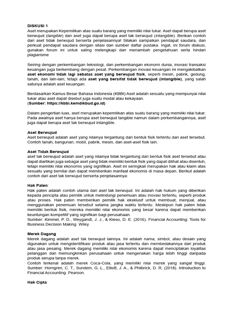Contoh Aset Tangible dan Intangible | PDF | Pengelolaan Keuangan & Uang
