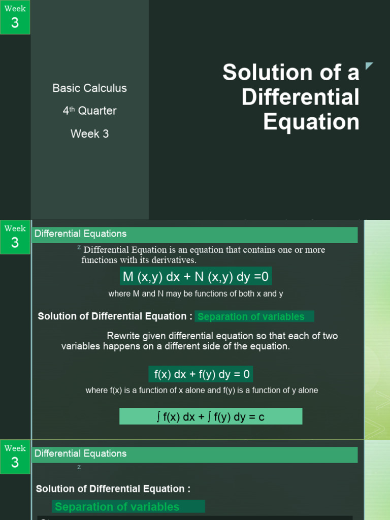 BC W3 - Differential Equation | PDF | Equations | Ordinary Differential ...