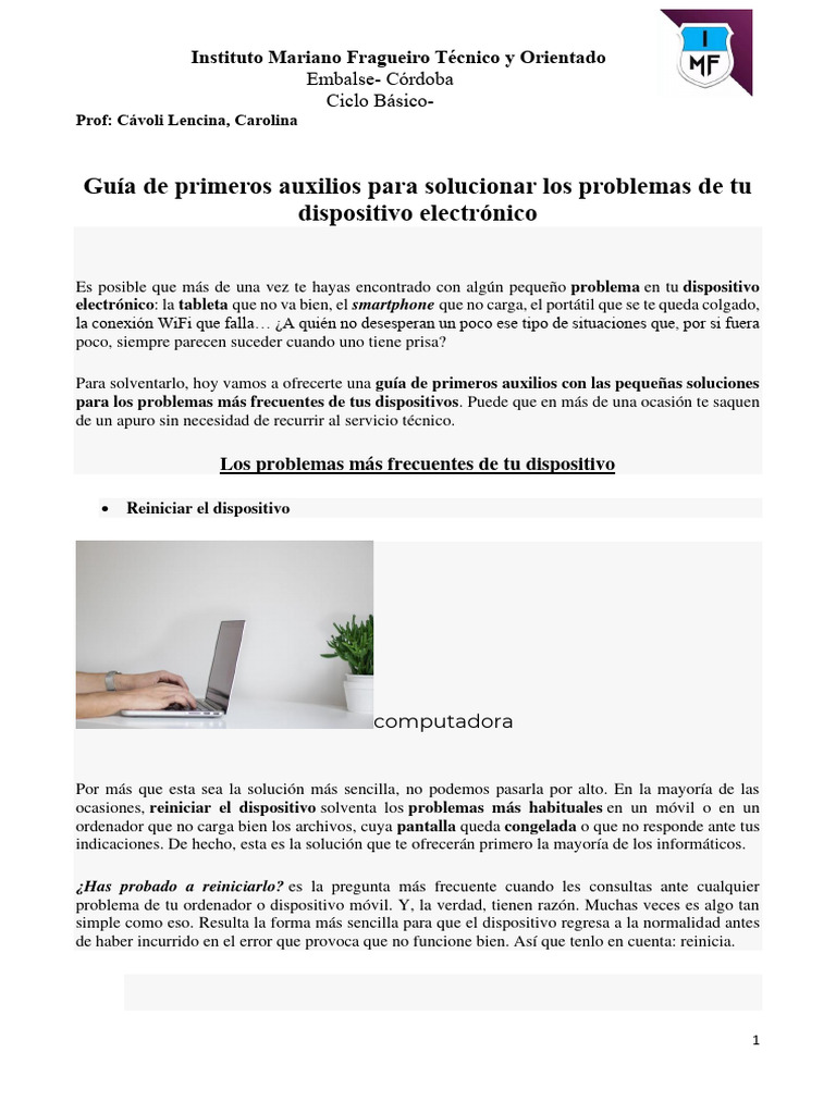 Gu-A de Primeros Auxilios para Solucionar Los Problemas de Tu Dispositivo Electr-Nico ...