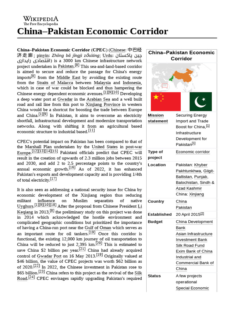 China-Pakistan Economic Corridor Overview | PDF | Economies