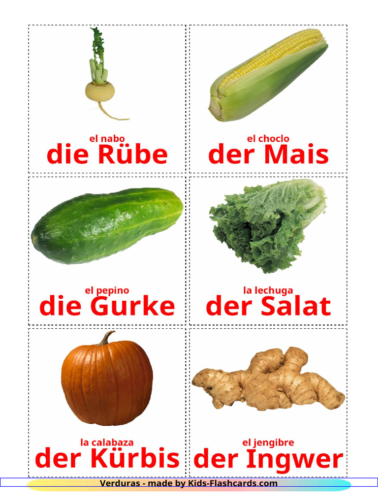 Spanish Vegetable Flashcards | PDF | Language Arts & Discipline | Home ...