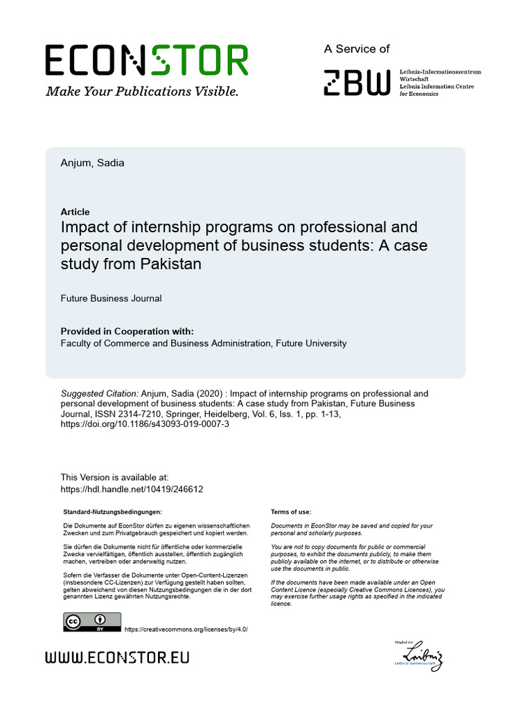 Impact of Internship Programs On Professional and Personal Development ...