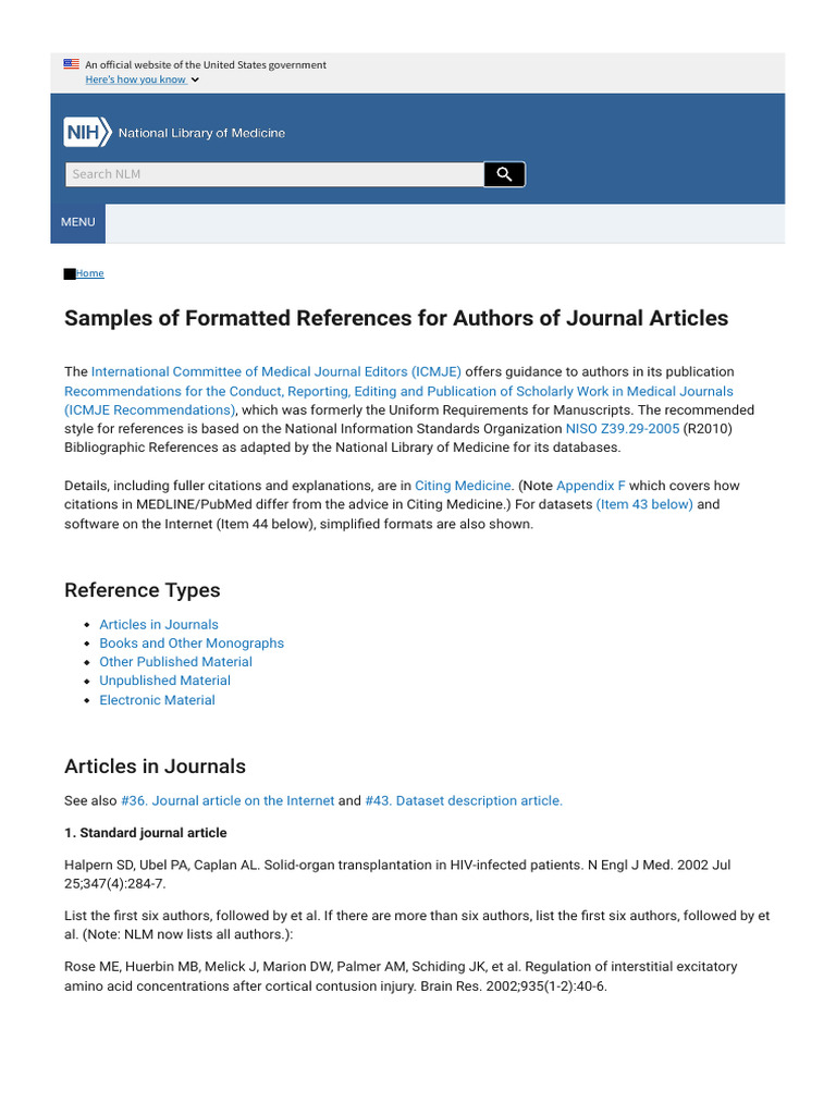 Samples of Formatted References For Authors of Journal Articles | PDF | Pub Med