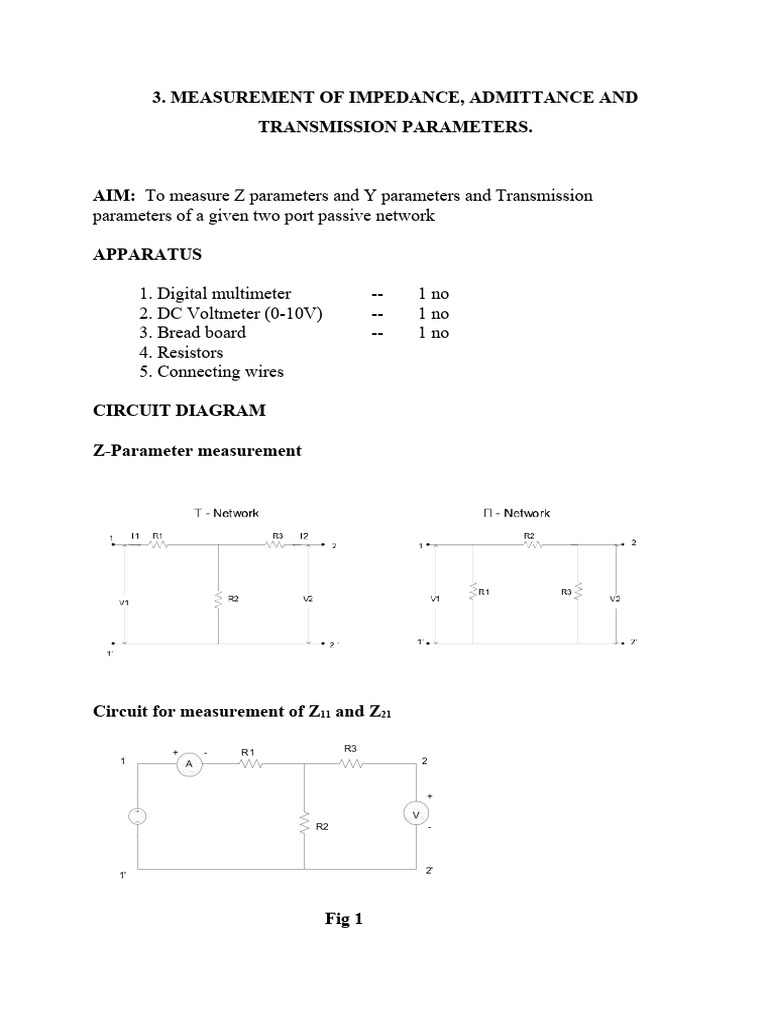 3.measurement of Z, Y and ABCD | PDF | Electrical Network | Electrical Impedance