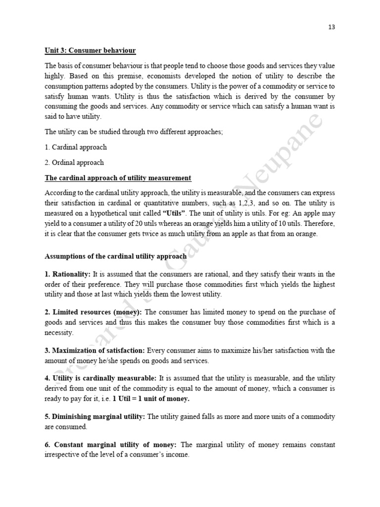 Unit 3 | PDF | Utility | Marginal Utility