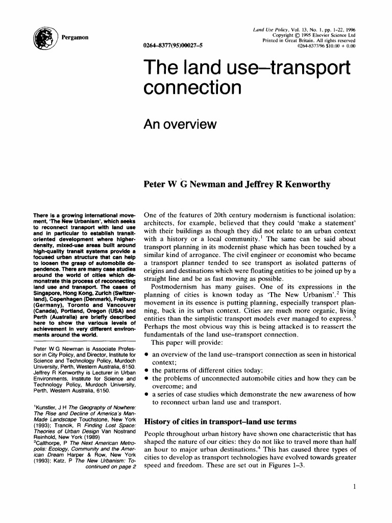 Newman1996 The Land Use Transport Connection | PDF | Urban Sprawl | Car