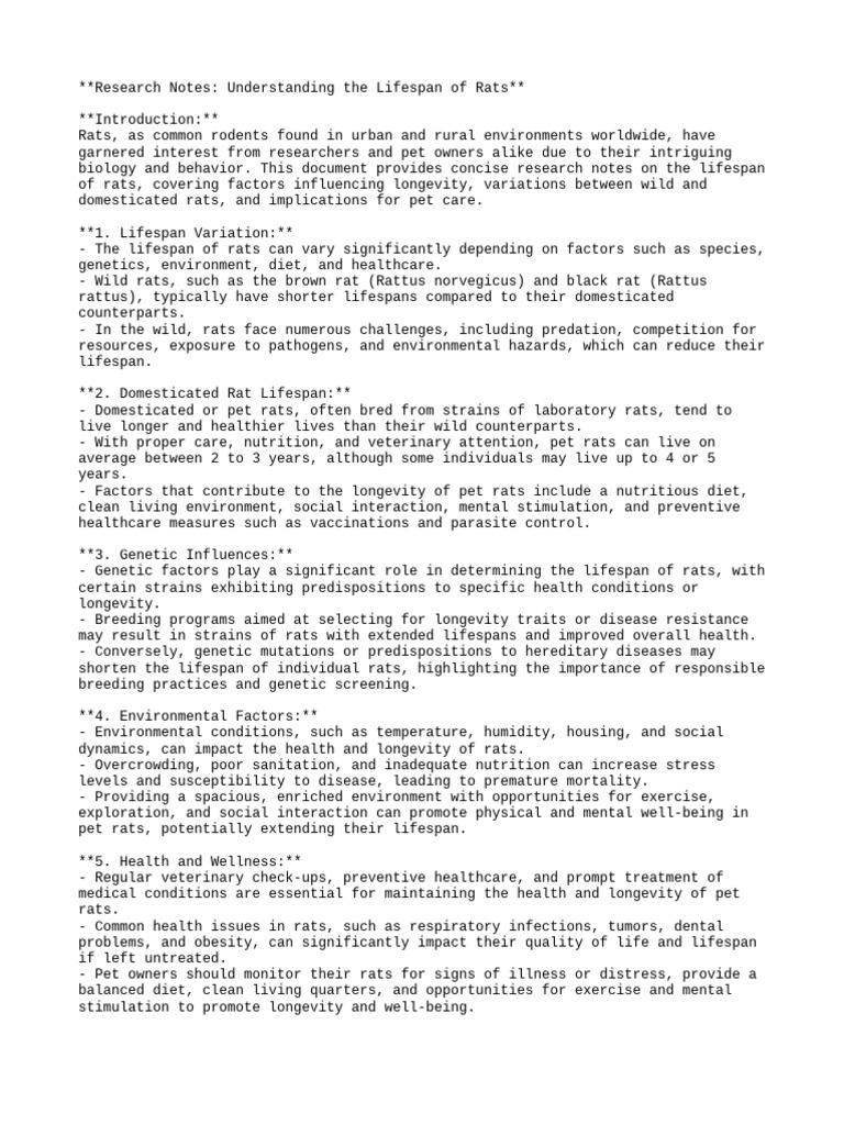 Ratlifespan | PDF | Life Expectancy | Rat