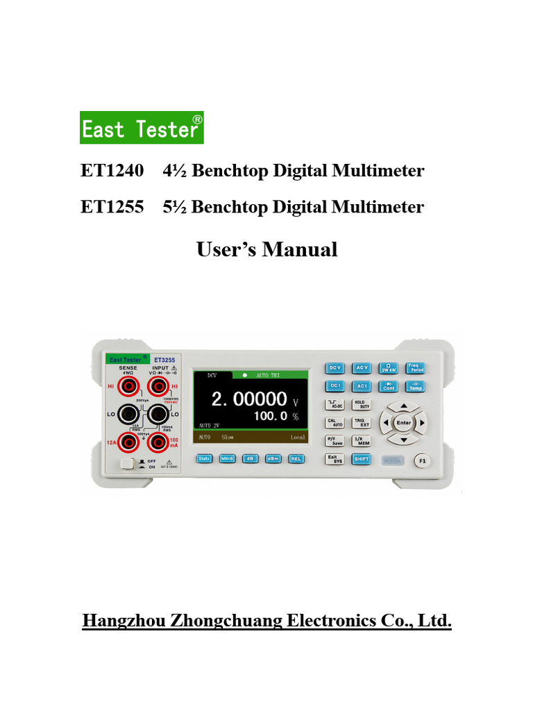 ET124XET125X Series Digital Benchtop Multimeter User Manual | PDF | Mains Electricity | Fuse ...