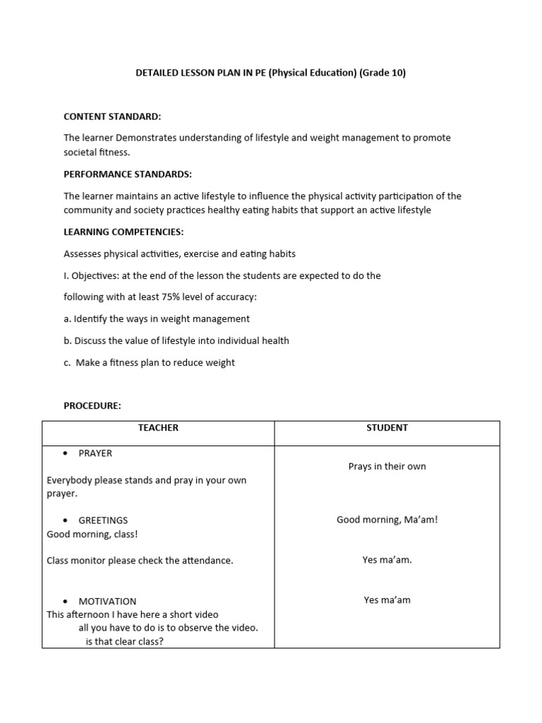 Detailed Lesson Plan in Health | PDF | Food Energy | Dieting
