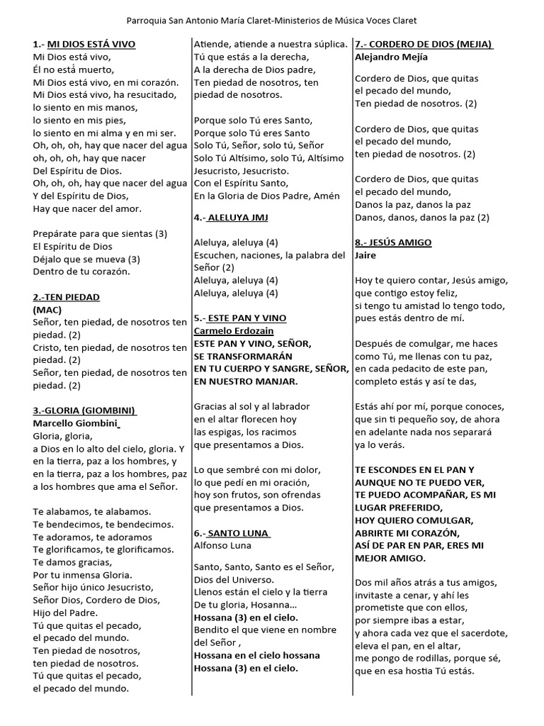 Cantos Domingos de Pascua | PDF | eucaristía | Teología sistemática