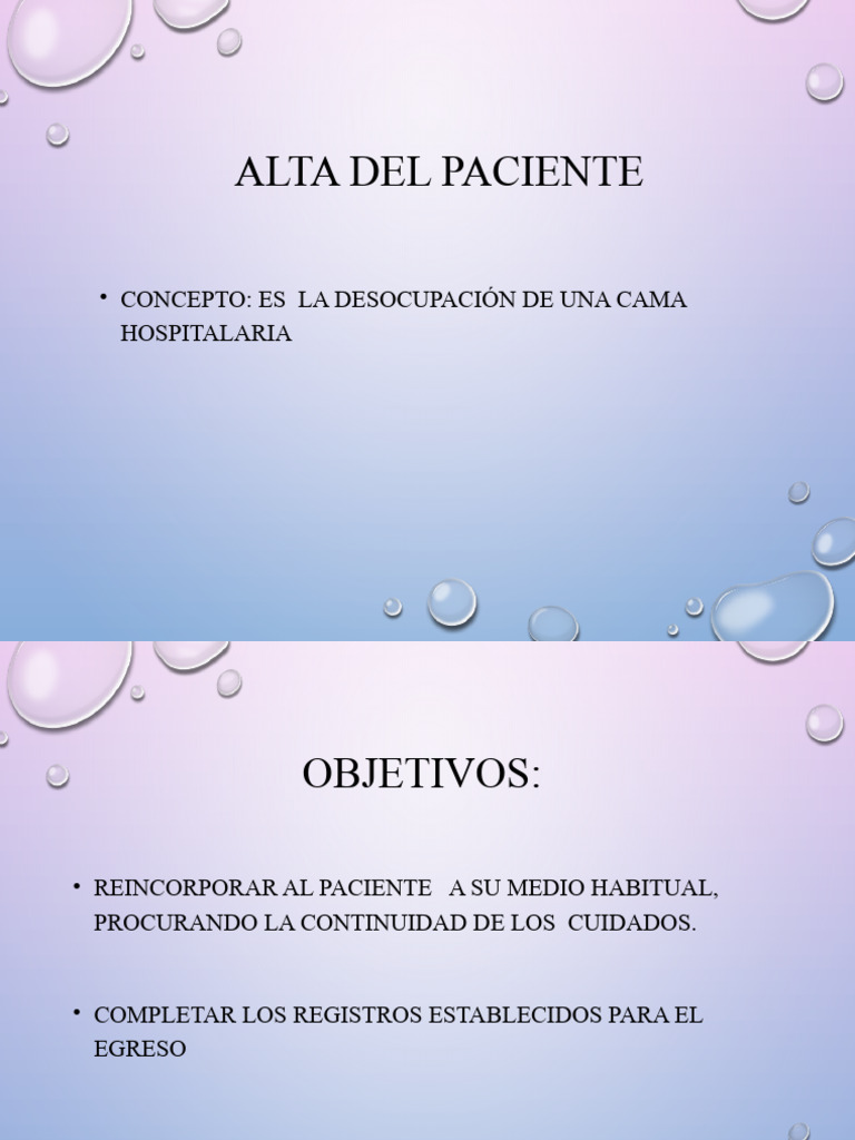 Proceso de Alta del Paciente en Hospital | PDF | Enfermería | Historial ...