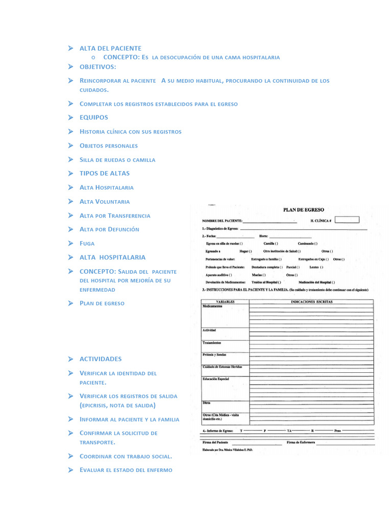 ALTA DEL PACIENTE - Enfermeria Dos | Descargar gratis PDF | Enfermería ...
