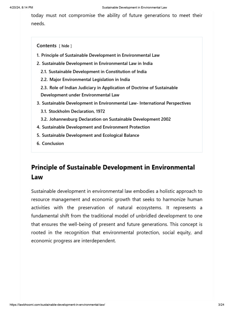 Sustainable Development in Environmental Law | PDF | Sustainability ...