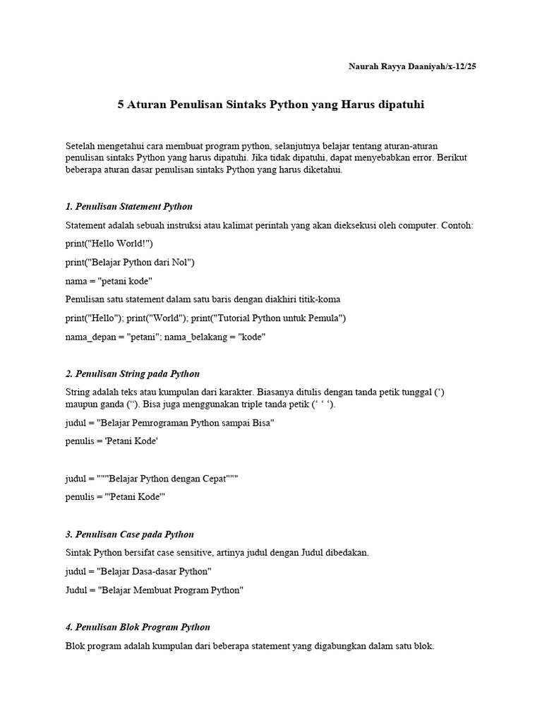 Aturan Penulisan Python | PDF