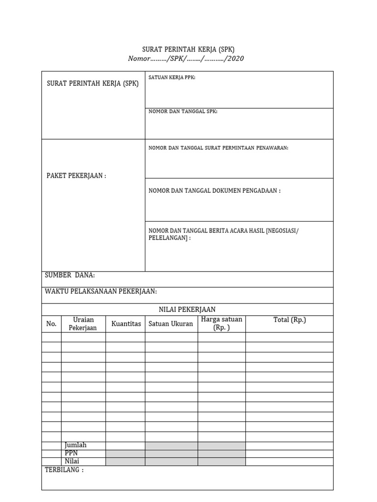 FORM Surat Perintah Kerja SPK Dekorumahbali | PDF