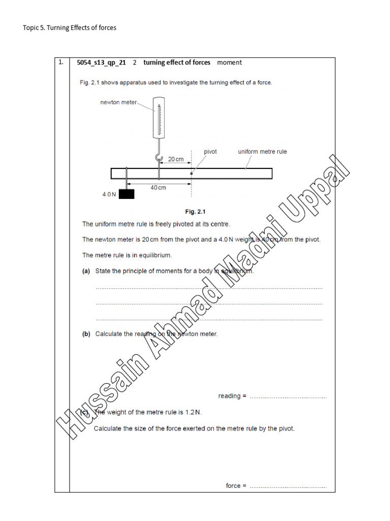 Turning Effects Of Forces Pdf