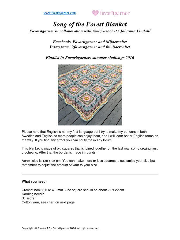 Blanket Song of The Forest ENGLISH | PDF | Crochet | All Rights Reserved