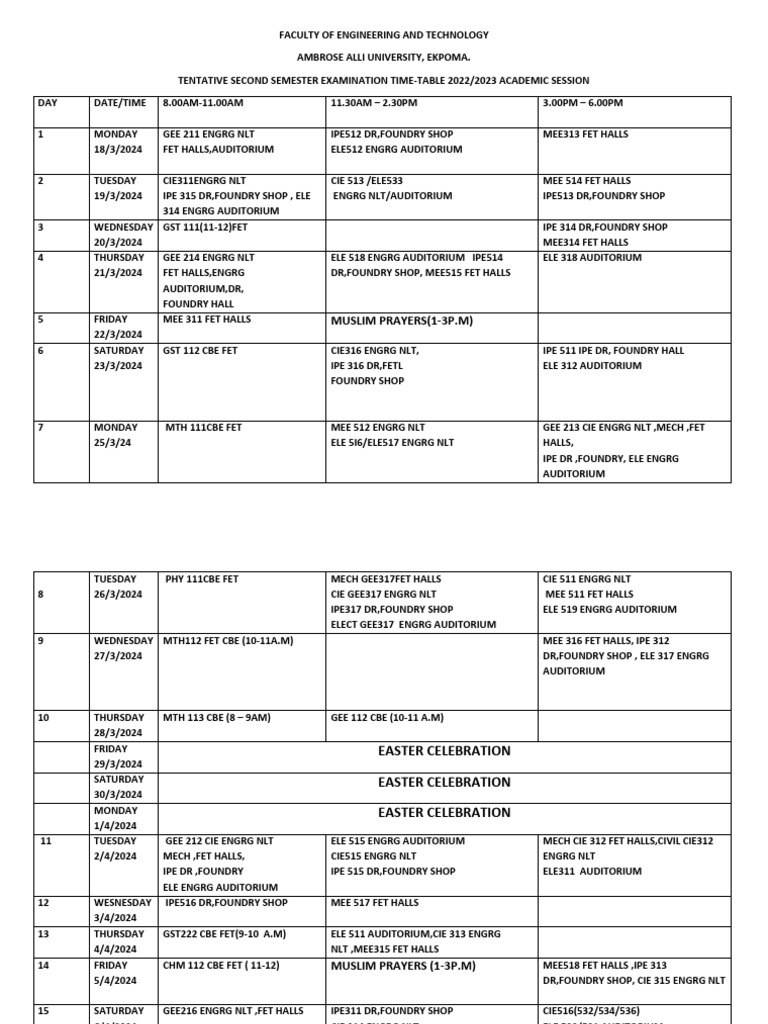 Updated Second Semester Exam Timetable - 2022 2023-3 | PDF | Mobile ...