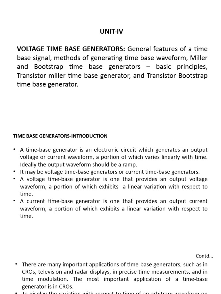 Unit 4 Time Base Generators | PDF | Capacitor | Electrical Network