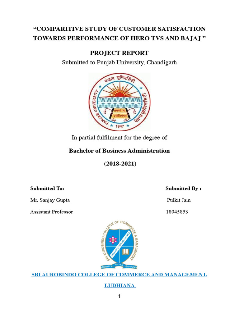 Comparitive Study of Customer Satisfaction Towards Performance of Hero TVS and Bajaj | PDF ...
