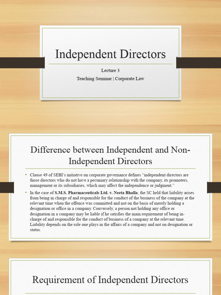 Lecture 3 - Independent Directors | PDF | Business Law | Common Law