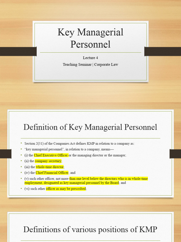 Lecture 4_Key Managerial Personnel | PDF | Chief Financial Officer ...