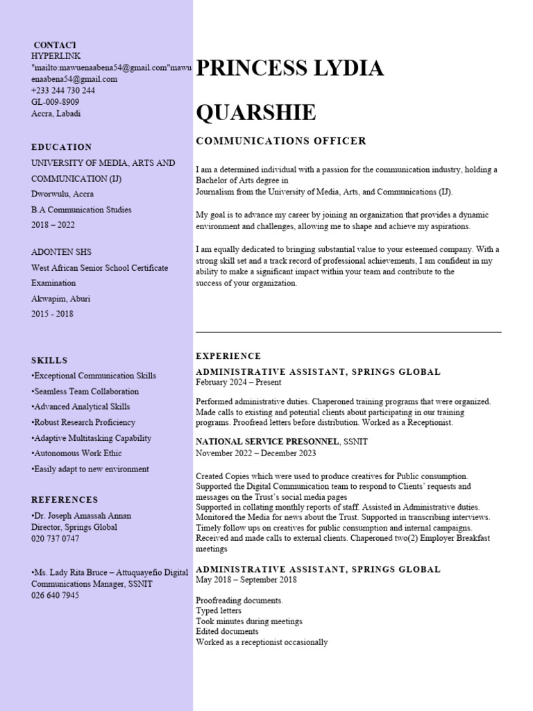Princess Lydia Quarshie | PDF | Communication | Human Communication