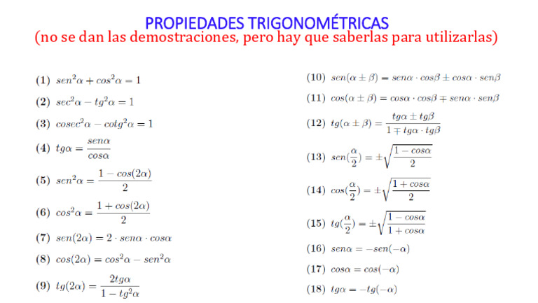 Propiedades Trigonométricas | PDF