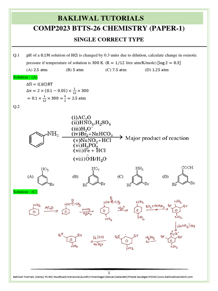 c23 Btts-26 Chemistry (Paper-1) | PDF | Mixture | Chemical Bond