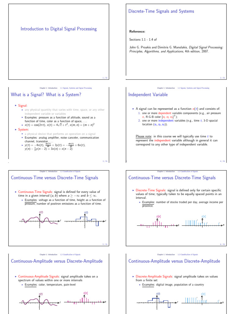 1 Kundur IntroDSP Handouts | PDF | Discrete Time And Continuous Time | Digital Signal Processing