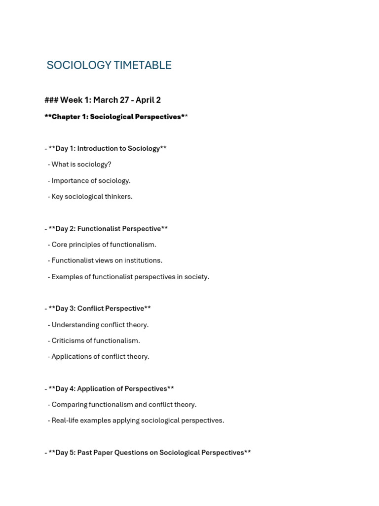 Sociology Timetable | PDF | Socialization | Sociology