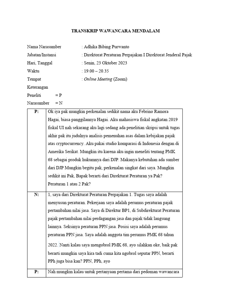 Transkrip Wawancara Mendalam | PDF