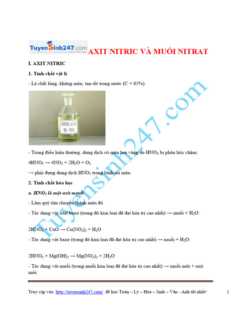 Hno3 Va Muoi Nitrat | PDF