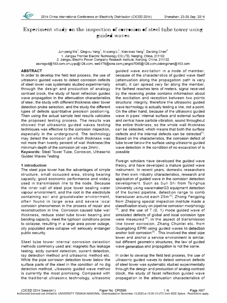A4 Experiment_study_on_the_inspection_of_corrosion_of_steel_tube_tower_using_guided_waves | PDF ...
