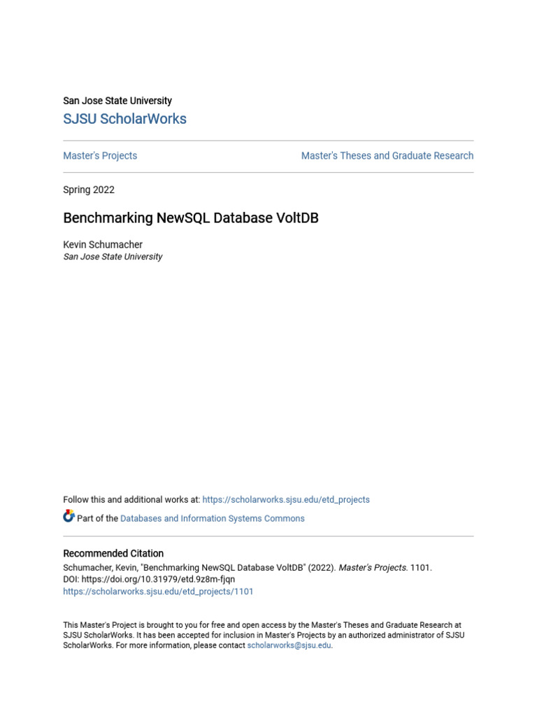 Benchmarking NewSQL Database VoltDB | Download Free PDF | Databases | No Sql