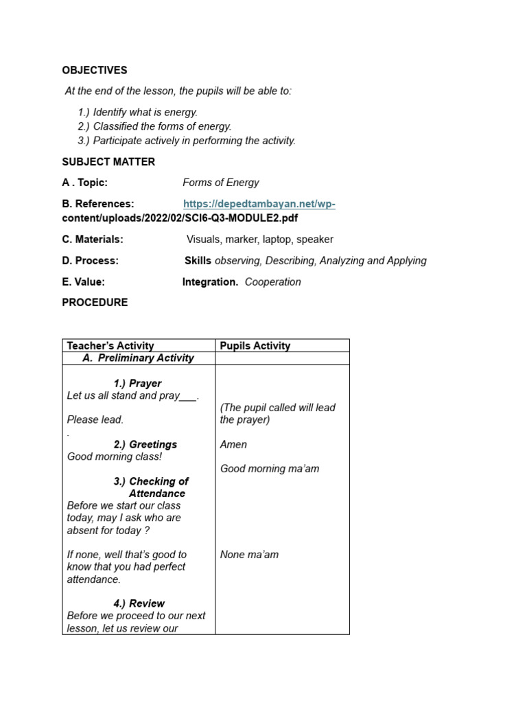 Group 4 Dlp..forms of Energy | PDF | Potential Energy | Kinetic Energy